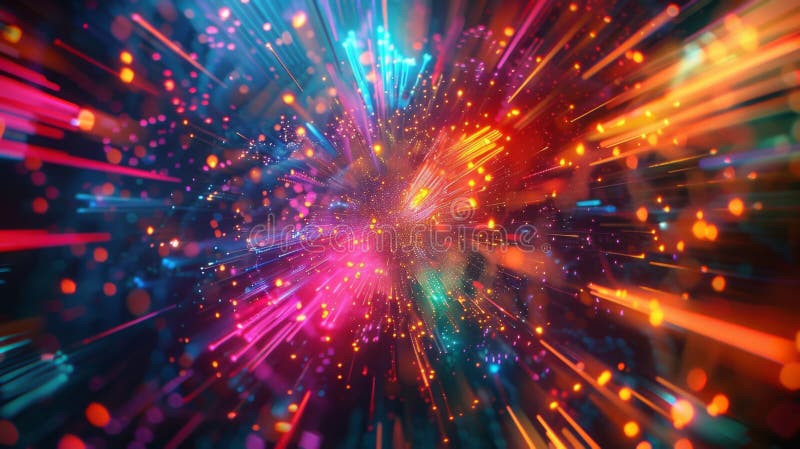 A Vivid Explosion of Neon Lights Creates a Captivating Abstract ...