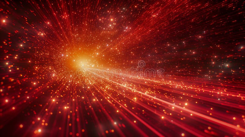 Bright Red Light Burst with Sparkling Particles Stock Illustration ...