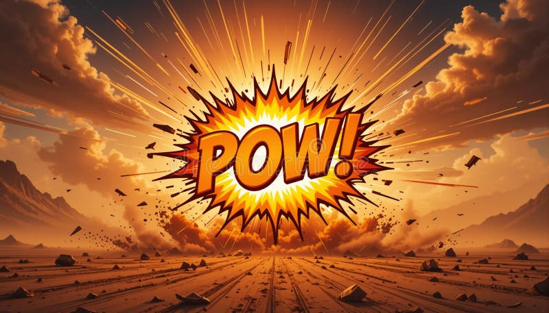 A Vivid Explosion with Stylized Text and Flying Debris.Generative AI ...