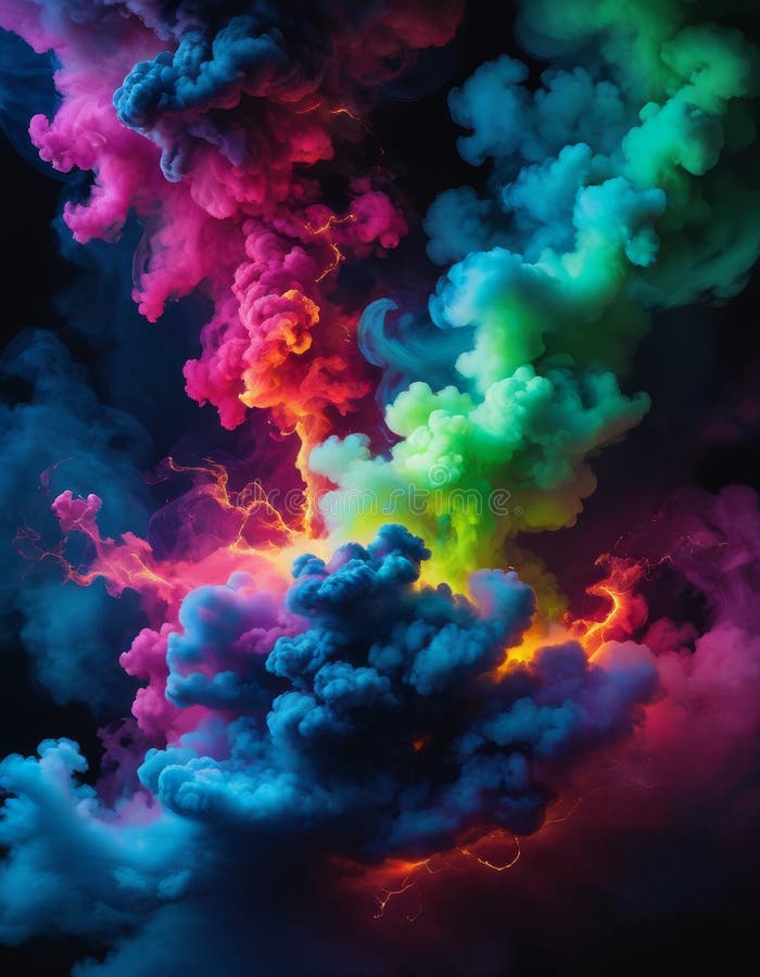 Vivid Explosive Color Clouds Stock Illustration - Illustration of swirl ...