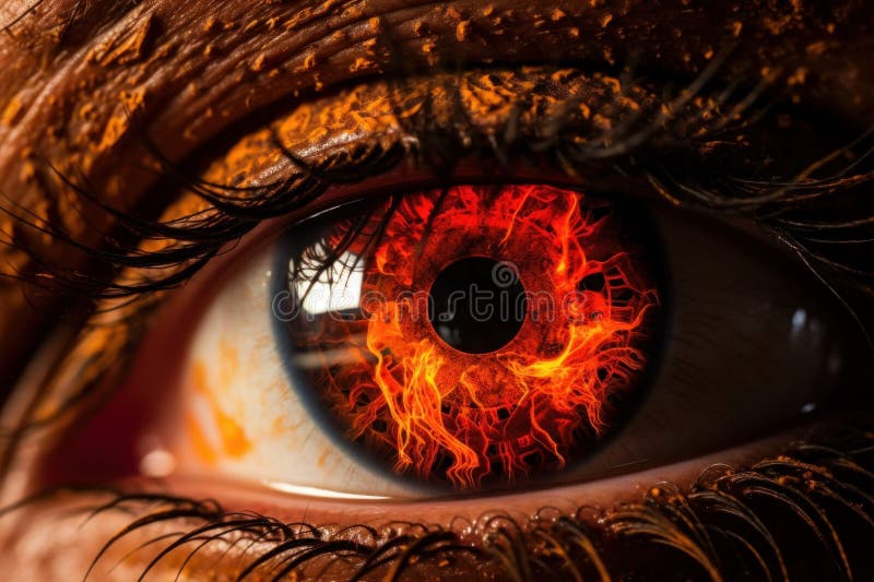 Vivid Eye Closeup Fire. Generate Ai Stock Illustration - Illustration ...