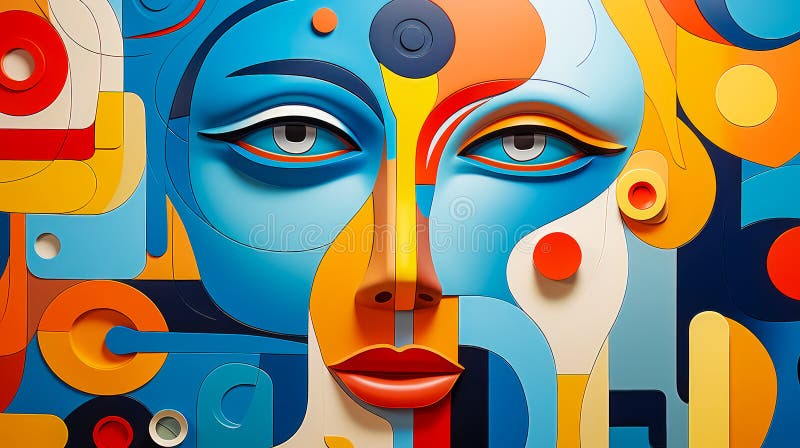 Vivid Face Geometric Abstraction. AI Generation Stock Photo - Image of ...