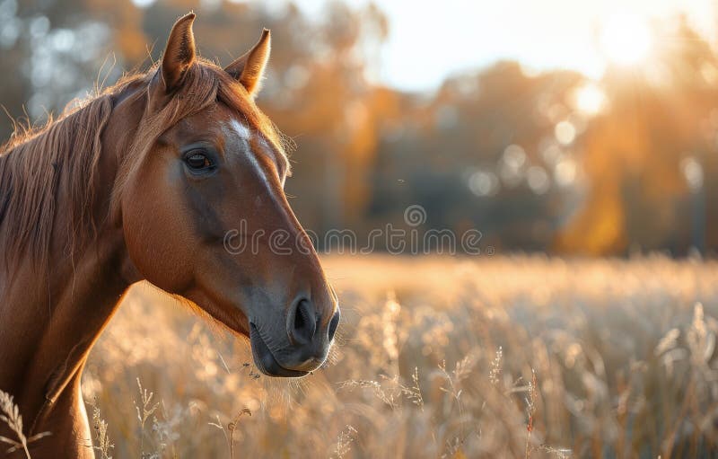 Vivid Farm Horse Background with Copy Space Stock Photo - Image of ...