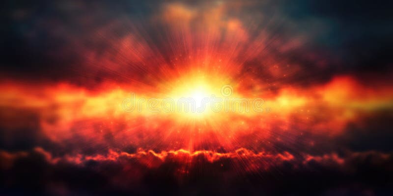 Breathtaking Sunset Dramatic Clouds Radiant Sun Beams Stock Photos ...