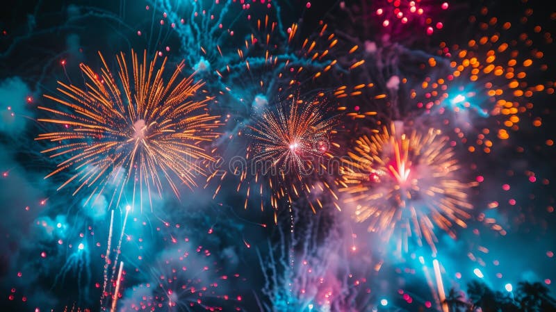 Vivid Fireworks Creating a Mesmerizing Display of Unique Bursts in the ...