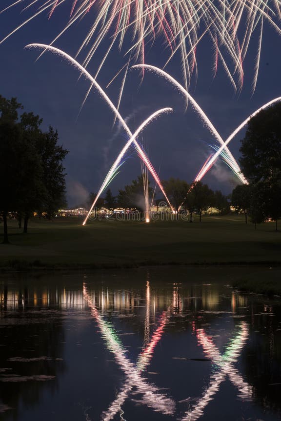 Golf Course Fireworks Display Stock Photo - Image of vivid, hazard ...