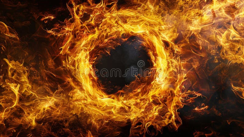 Vivid Flames Create a Stunning Circle of Fire in Motion on a Black ...