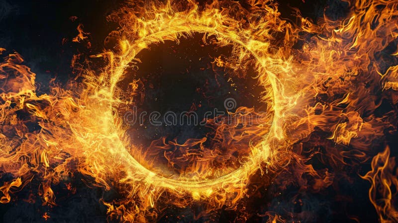 Vivid Flames in Motion Create a Stunning Fire Circle on Black ...