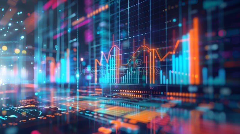 Vivid Floating Charts and Graphs Depicting Data Analysis Revealing ...