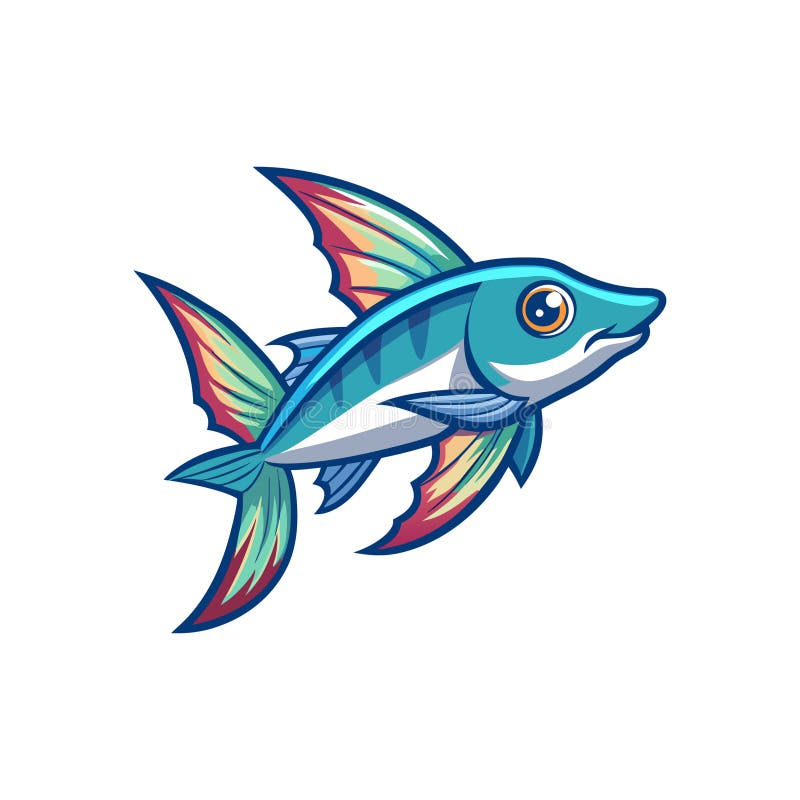 Vivid Flying Fish in Colorful Aquatic Environment Stock Illustration ...