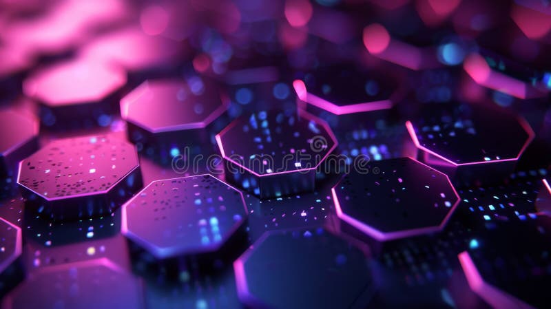Vivid Futuristic Hexagonal Neon Grid Background Featuring Digital ...
