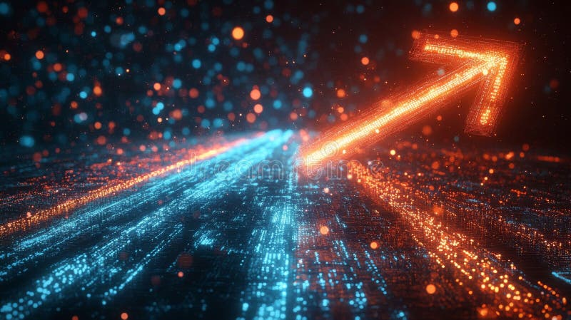 A Vivid, Futuristic Illustration of an Arrow-shaped Array of Shining ...