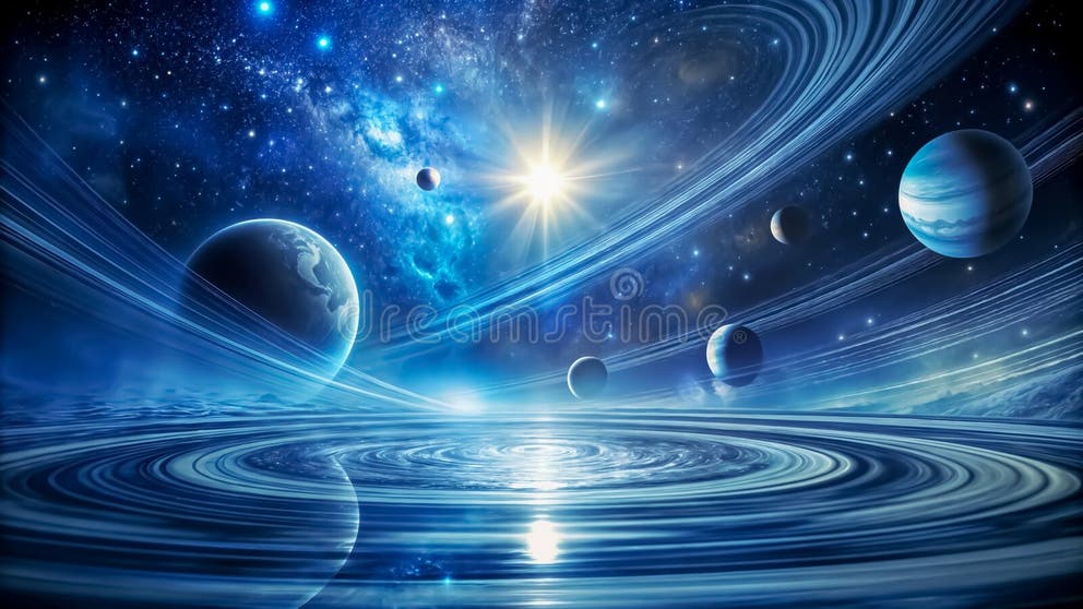 Vivid Galactic Spectacle: Planetary Alignment Stock Illustration ...