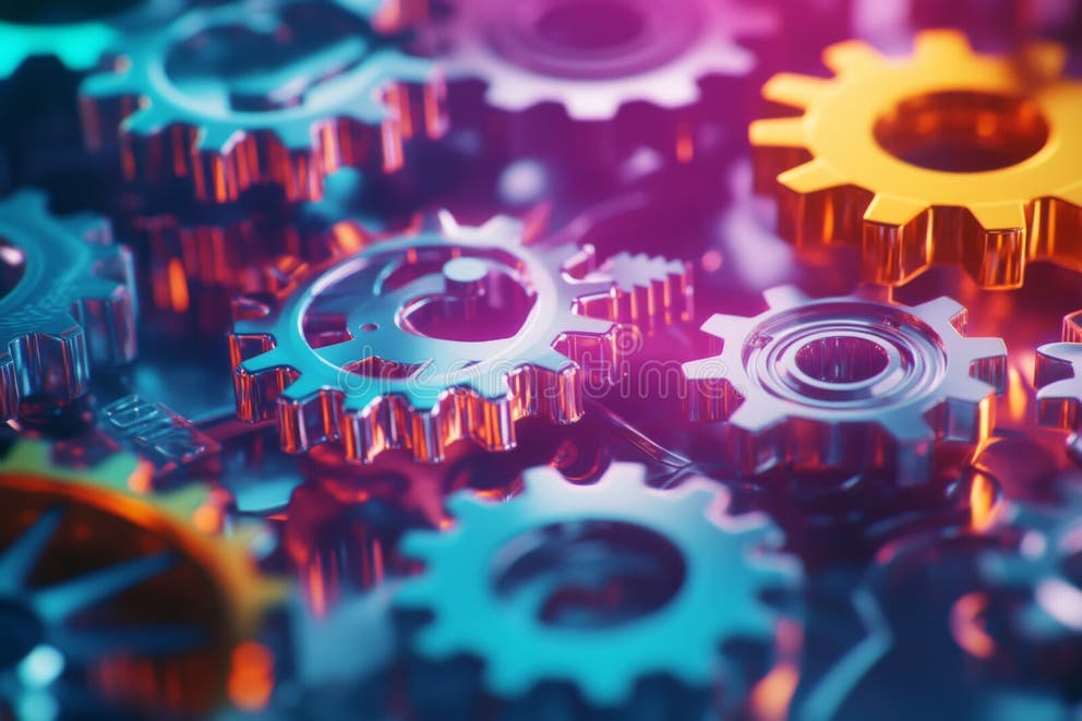 Colorful Gears Unity stock illustration. Illustration of reflecting ...