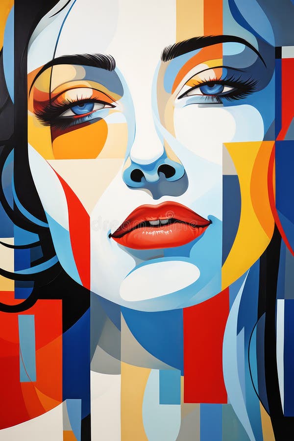 Vivid Geometric Allure. AI Generation Stock Image - Image of mural ...