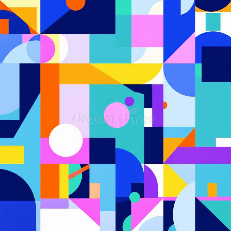 Vivid Geometric Patterns: Bold Primary Colors, Dynamic Shapes, and ...