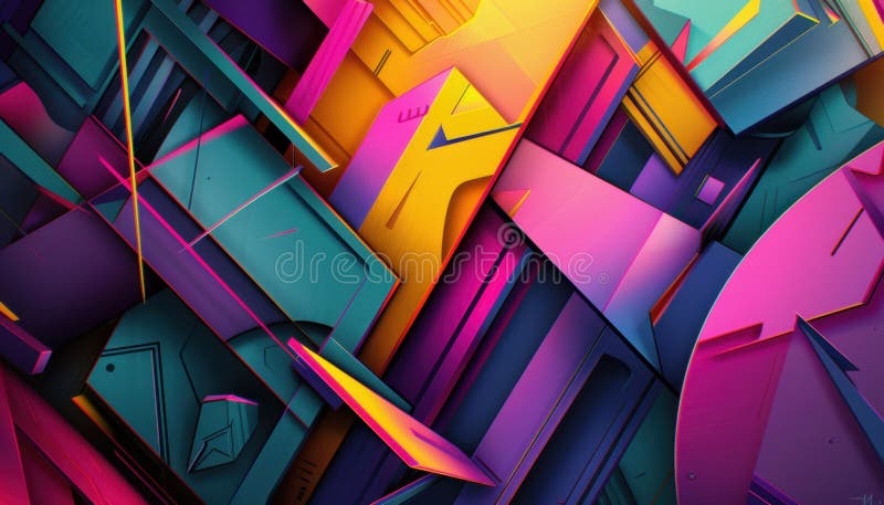 Colorful Abstract Geometric Design with Vibrant Shapes and Lines in a ...