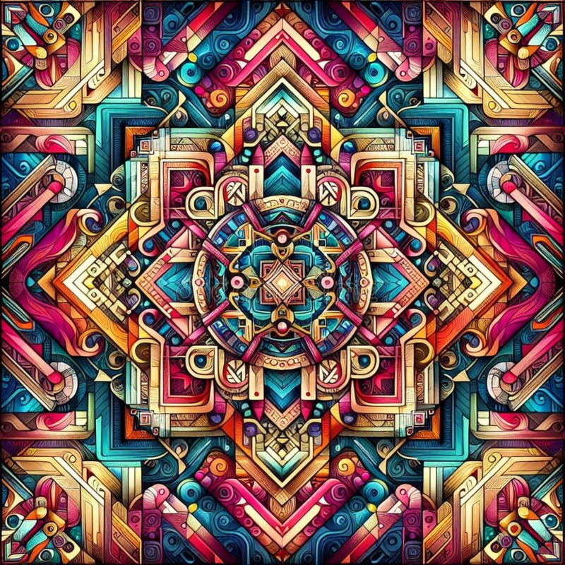 Vivid Geometry: Abstract Artwork with Vibrant Colors and Intricate ...