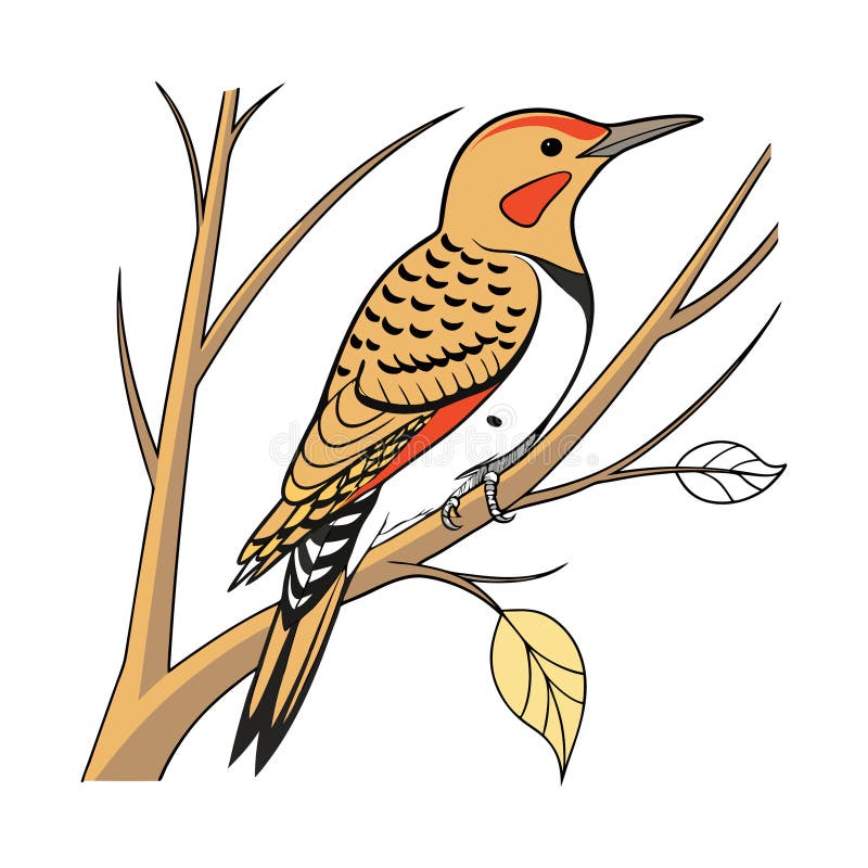 Vivid Gilded Flicker Bird Design Stock Illustration - Illustration of ...