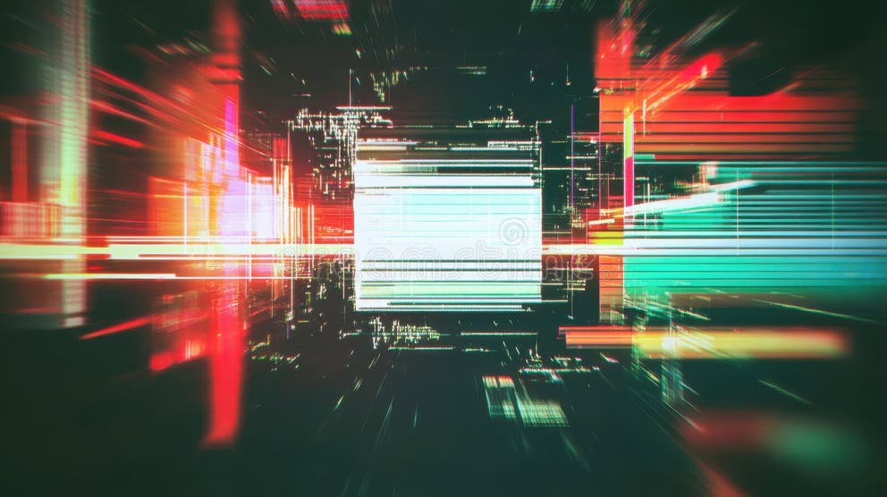 Vivid Glitch Patterns and Flickering Pixels Captured from an Abstract ...