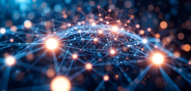 Dynamic Abstract Network of Glowing Connections Depicting Advanced ...