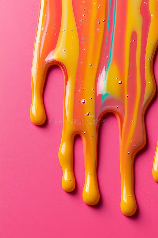 Vivid Gradient Melted Holographic Liquid Blob Shape on Pink Background ...