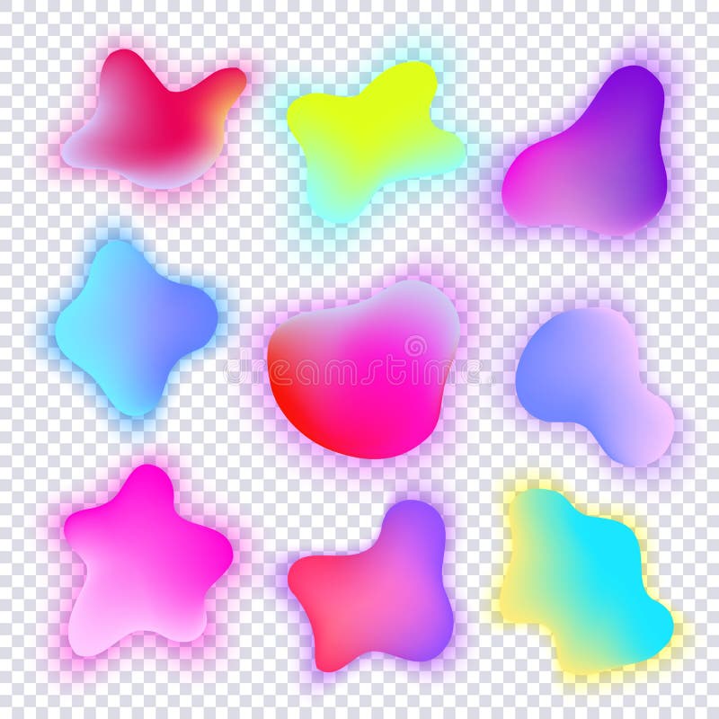 Vivid Gradient Spots Set with Abstract Elements for Trendy Vibrant ...