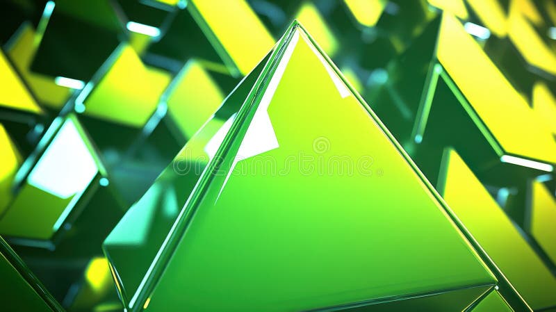 Vivid Green 3D Triangles in Abstract Geometric Background Stock Photo ...