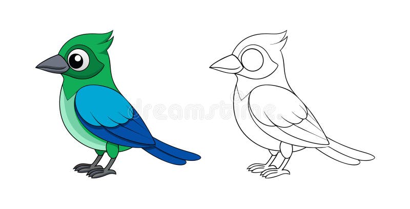 Vivid Green Jay Bird Design Stock Illustration - Illustration of purple ...
