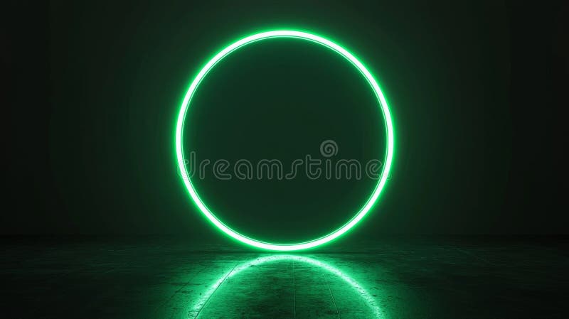 A Vivid Green Neon Circle Against a Dark Background, Forming a Striking ...