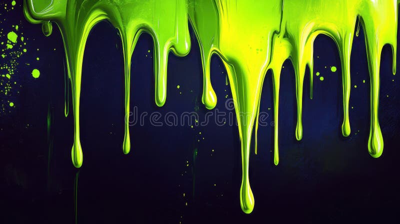 Vivid Green Paint Dripping on Glossy Black Surface Stock Image - Image ...