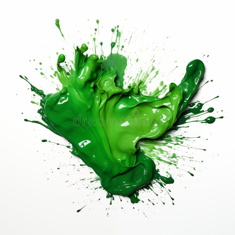 Vivid Green Paint Splash Creating Dynamic Shapes and Patterns Isolated ...