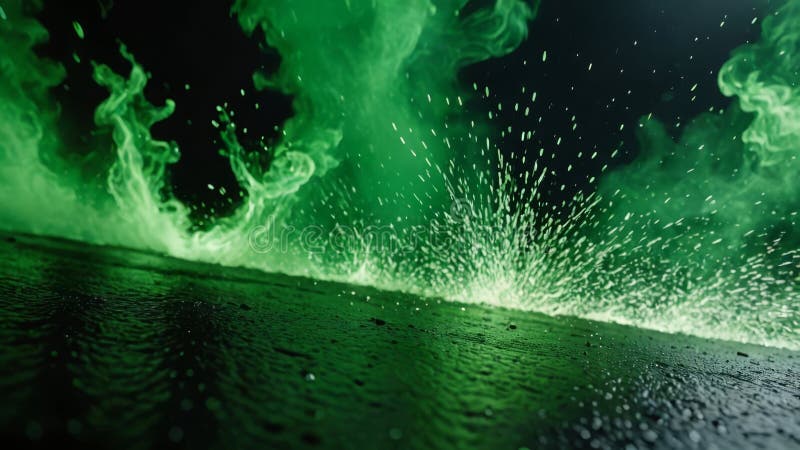 Vivid Green Splash with Swirling Motion and Dramatic Lighting Effects ...