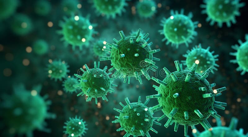 Vivid Green Virus Particles Illustration Stock Image - Image of blue ...
