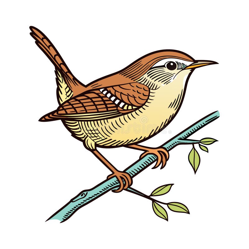 Vivid House Wren Bird Design Stock Illustration - Illustration of avian ...