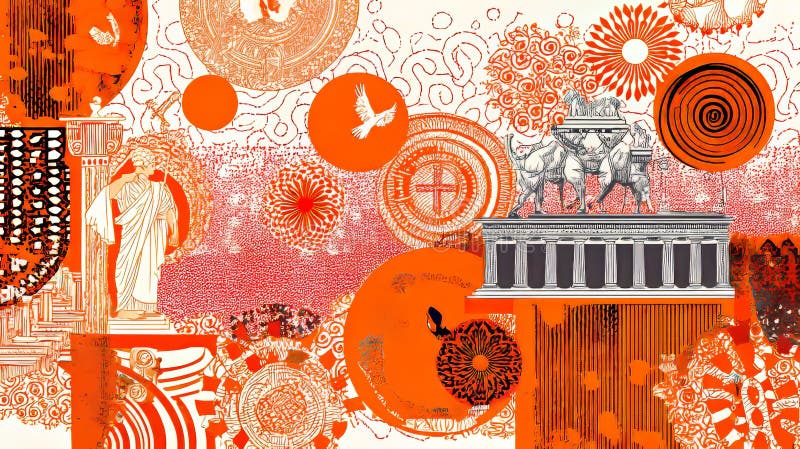 Vivid Illustration of Ancient Roman Abstraction with Architectural ...