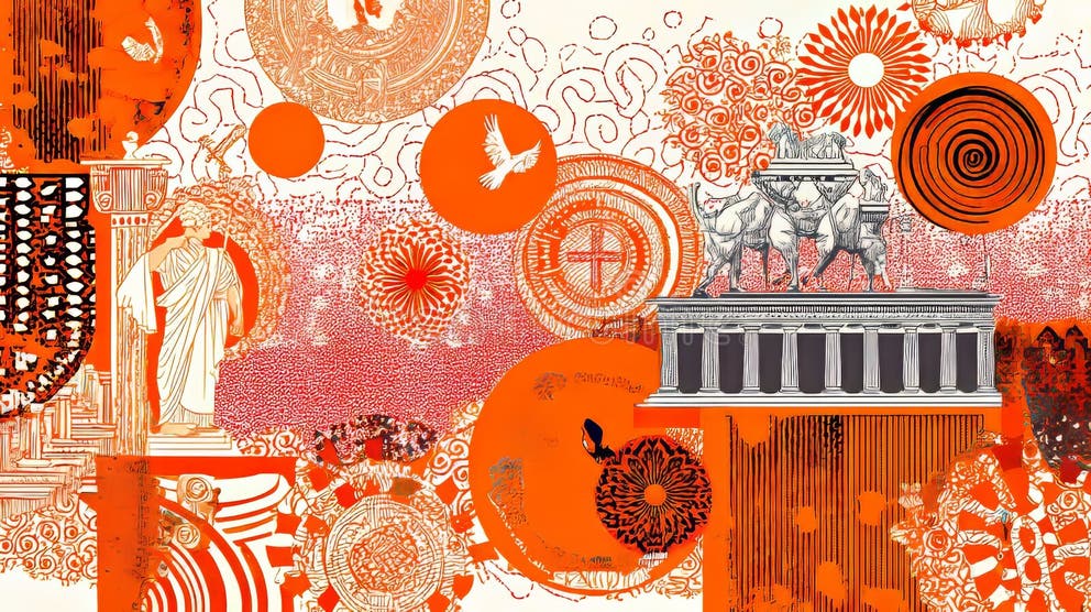 Vivid Illustration of Ancient Roman Abstraction with Architectural ...