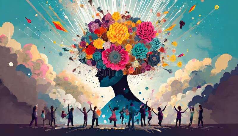 Vivid Illustration of the Annual Collective Mind Concept: Exploding ...