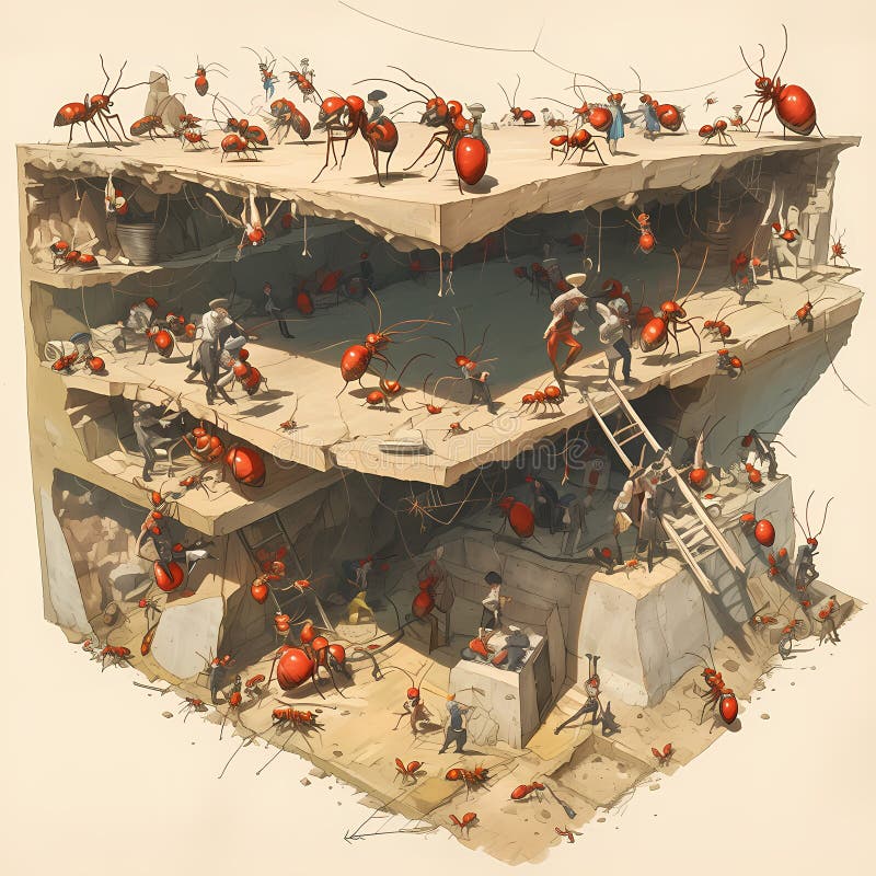 Underground Ant Kingdom stock illustration. Illustration of life ...