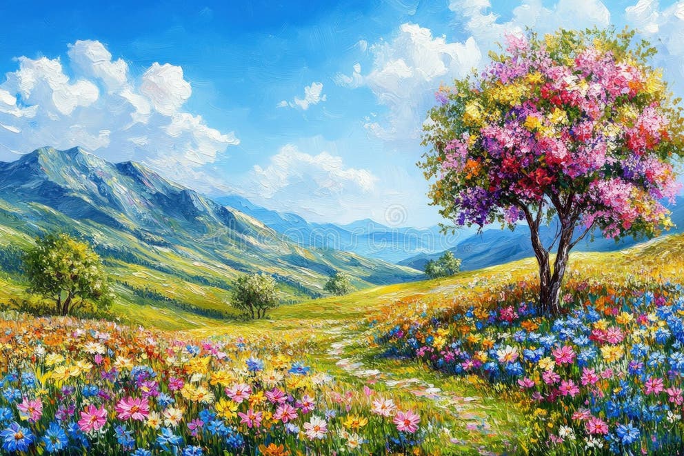 A Vivid Illustration Capturing the Bright and Cheerful Colors Typical ...