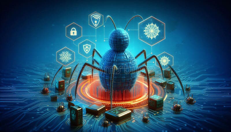 Digital Virus and Malware Concept Illustration Stock Illustration ...