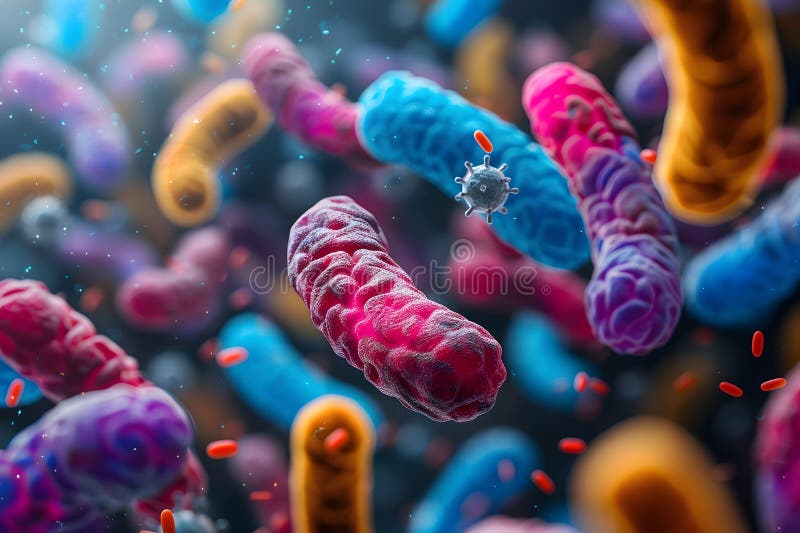 Colorful Microbes and Bacteria Illustrated in a Vibrant Microscopic ...