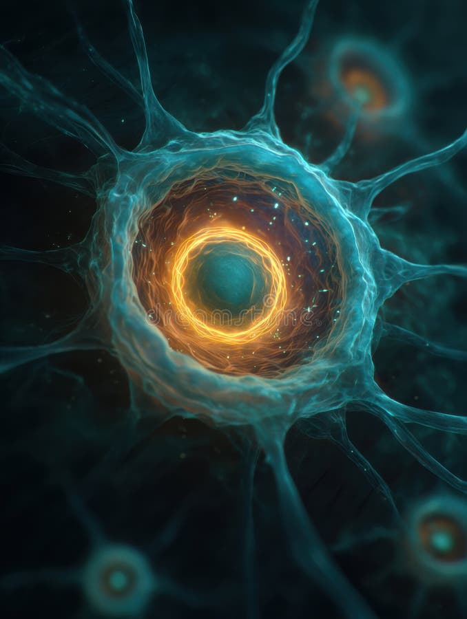 Infected Cell Visual Showcasing a Glowing Core in a Sci-Fi Inspired ...