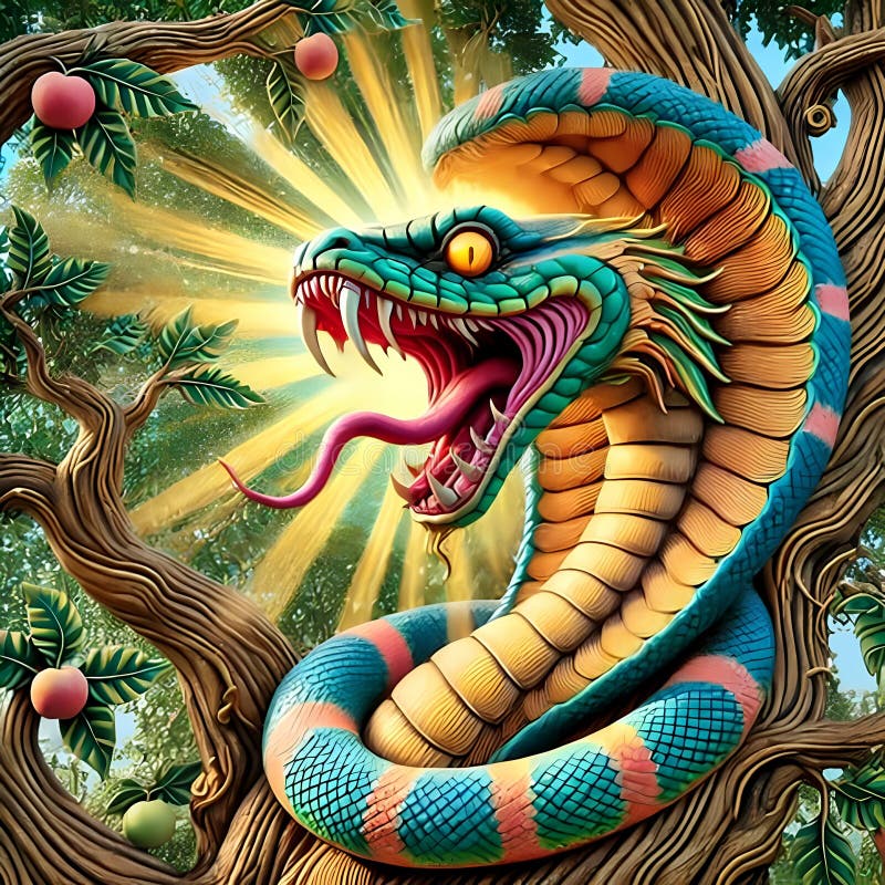 The Snake from the Garden of Eden Stock Illustration - Illustration of ...