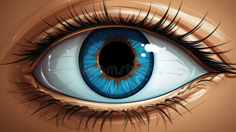 Striking Close-Up Illustration of a Blue Human Eye with Detailed Iris ...