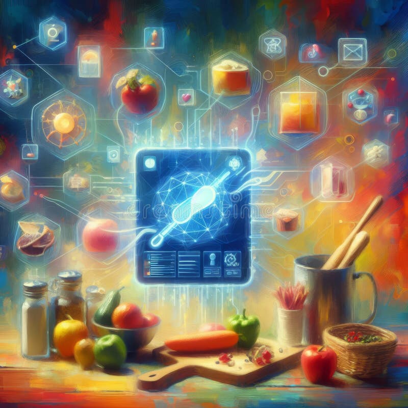 Virtual Cooking Experience with Digital Interface Stock Photo - Image ...