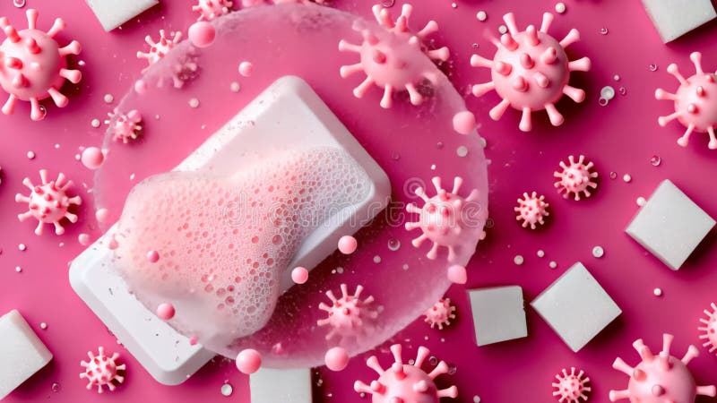 A Vivid Illustration Showing the Coronavirus Enveloped by Soap ...