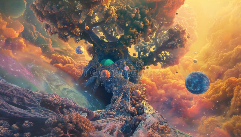 A Vivid Image of the Colorful Quantum World Stock Illustration ...