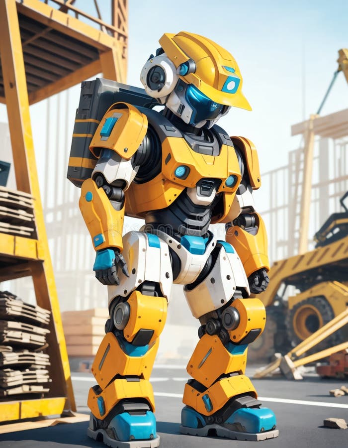 Robot Builders Work on a Construction Site with Tools. Made with AI ...