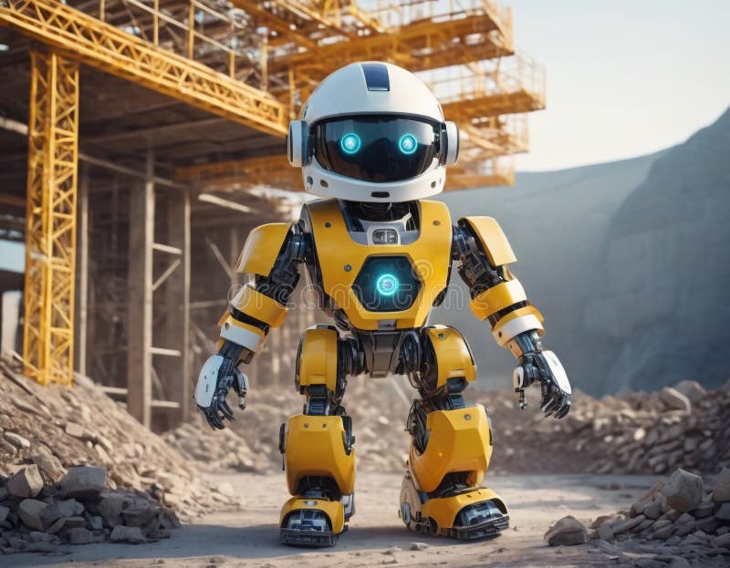 Robot Builders Work on a Construction Site with Tools. Made with AI ...